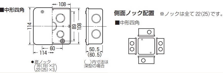 通販 | 未来工業（MIRAI) PVK-ANJ（ベージュ） PVK-ANM（ミルキーホワイト） PVK-AN（グレー） PVKボックス 中形四角（浅型） ノック付 【1個】 | アドウイクス株式会社
